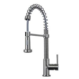 Single Handle Pull-Down Kitchen Faucet With Spring Coil Brushed Nickel ...