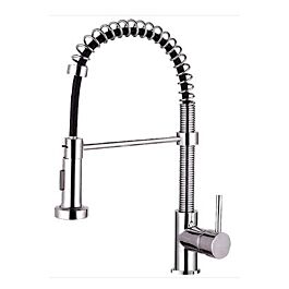 Single Handle Pull-Out Kitchen Faucet With Spring Coil Brushed Nickle ...